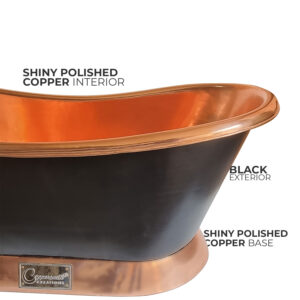 Copper Bathtub Black Outside Slanting Base - Coppersmith® Creations
