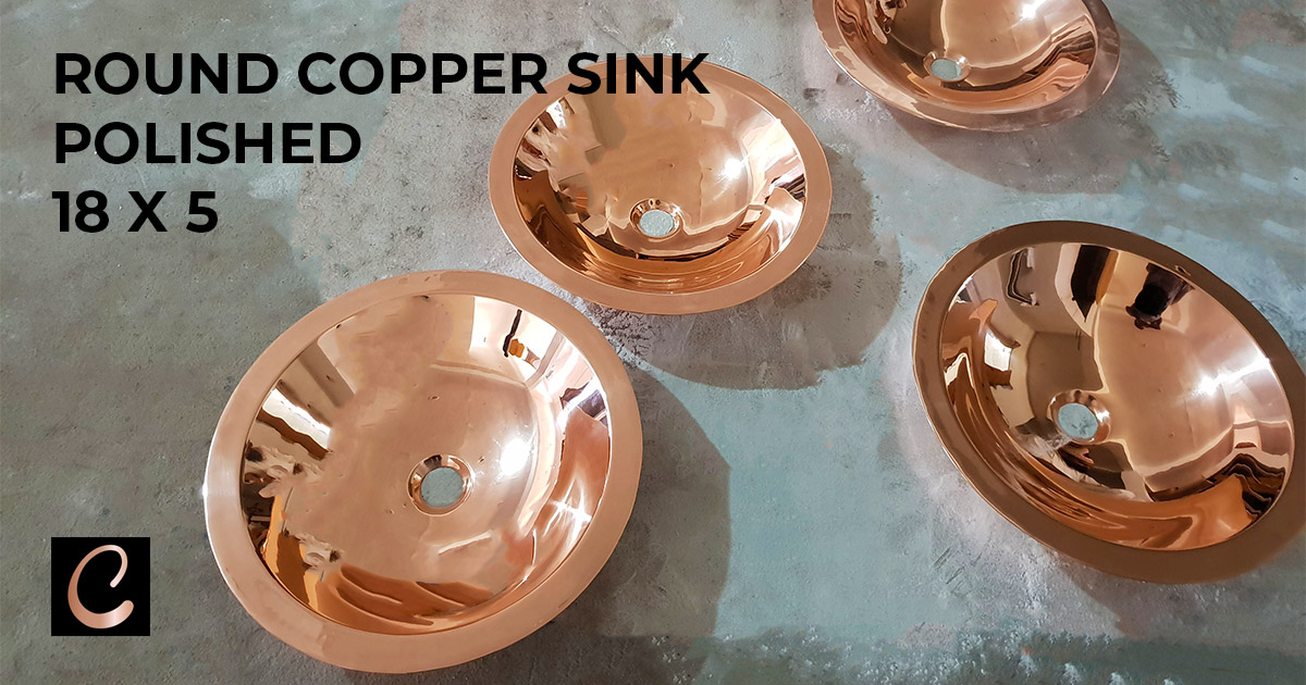 Round Copper Sink Polished 18 x 5 - Coppersmith® Creations