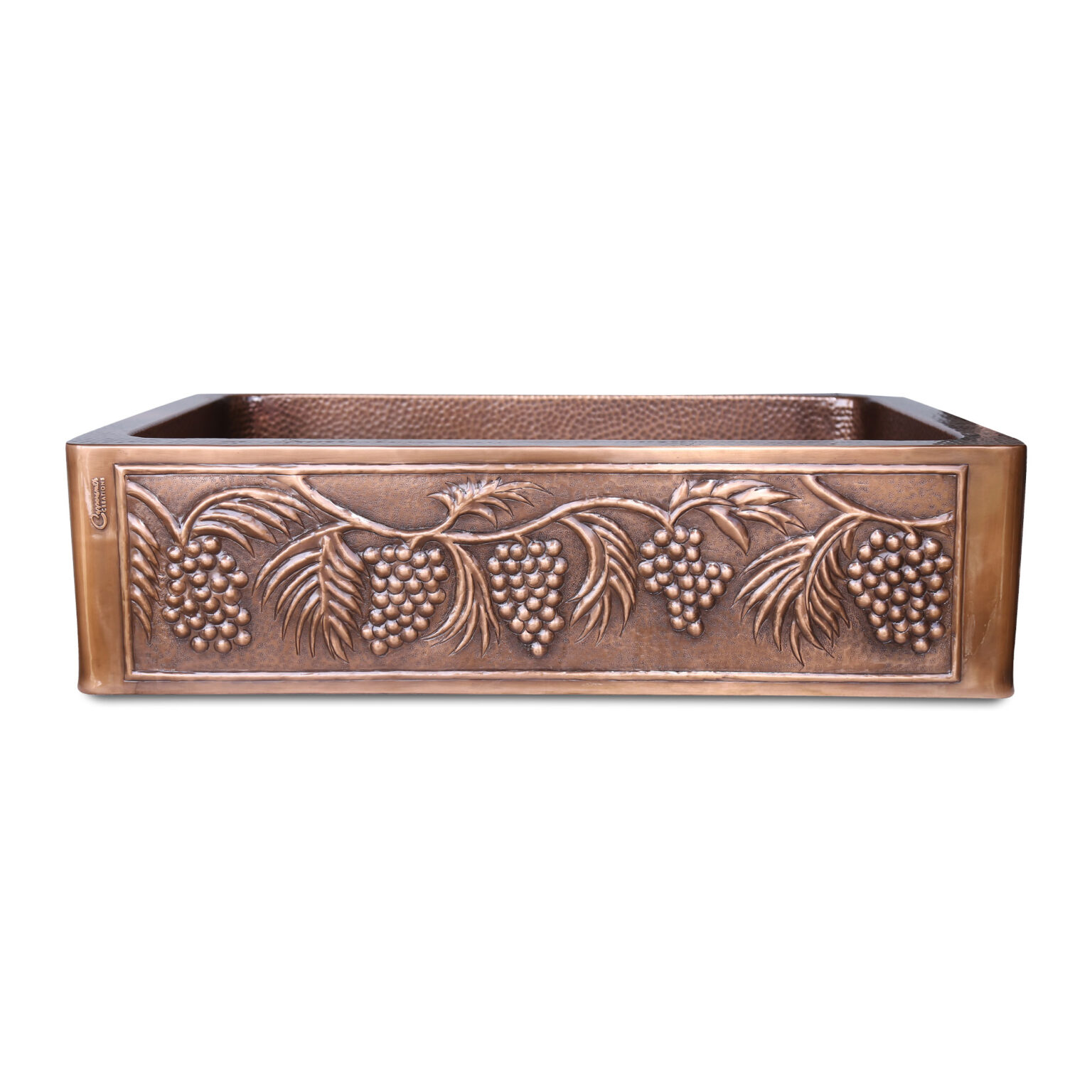 Copper Kitchen Sink 60-40 Split Embossed Hammered Antique